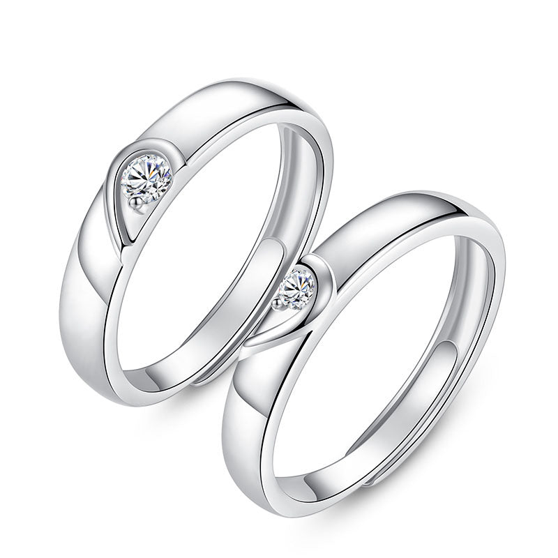 Matching Heart Adjustable Promise Rings Sterling Silver – CoupleGifts.com