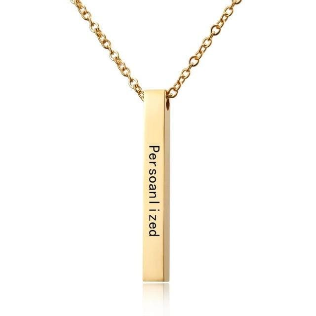 Personalized Square Bar Necklace with Custom Engraving Gold