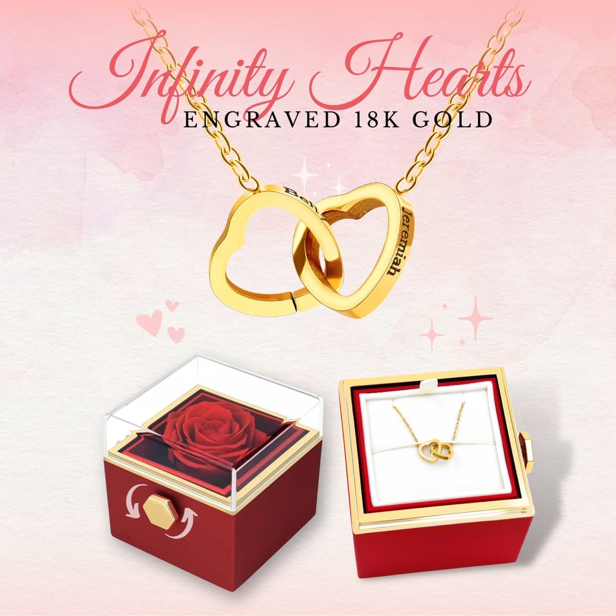 Rose Box with Hidden 18k Heart Necklace – CoupleGifts.com
